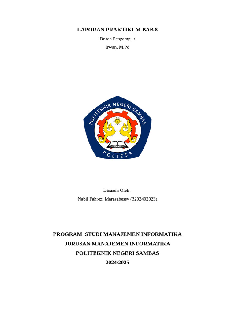 Laporan Praktikum Bab 8 | PDF