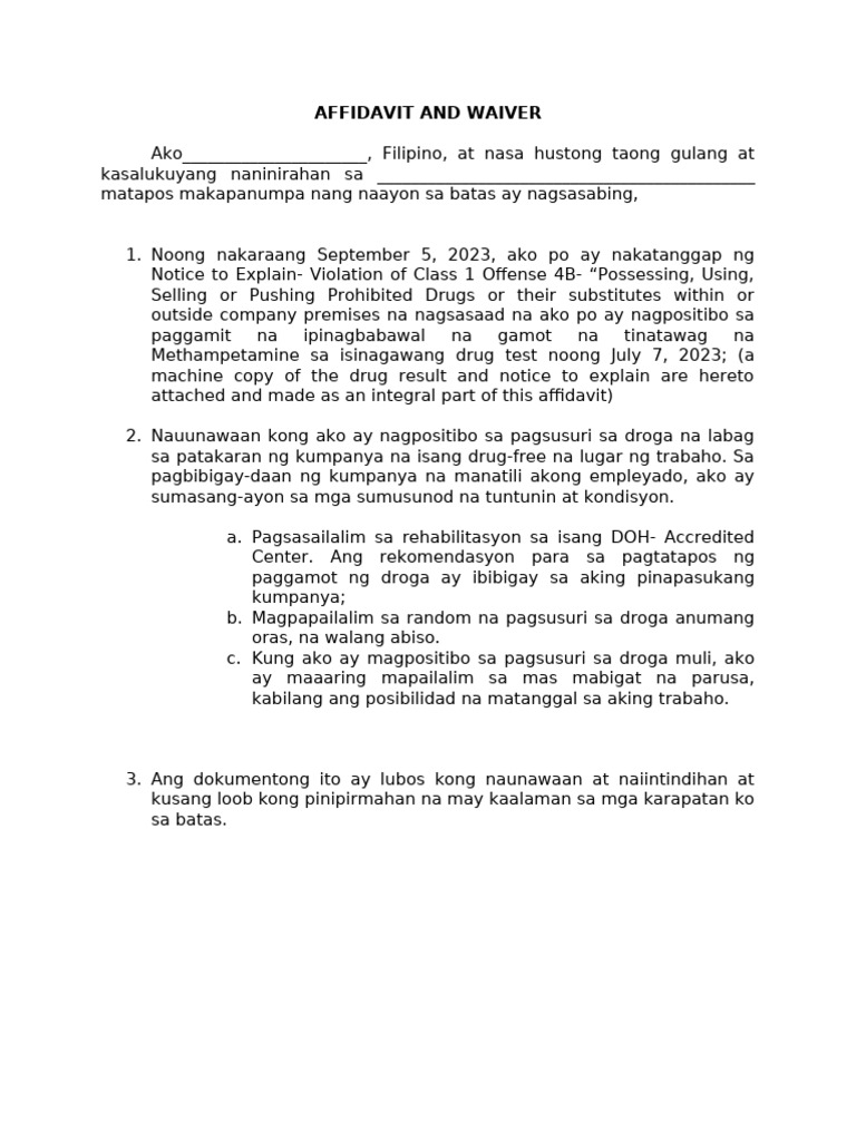 Affidavit and Waiver | PDF