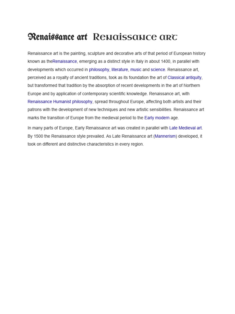 Overview of Renaissance Art Styles | PDF