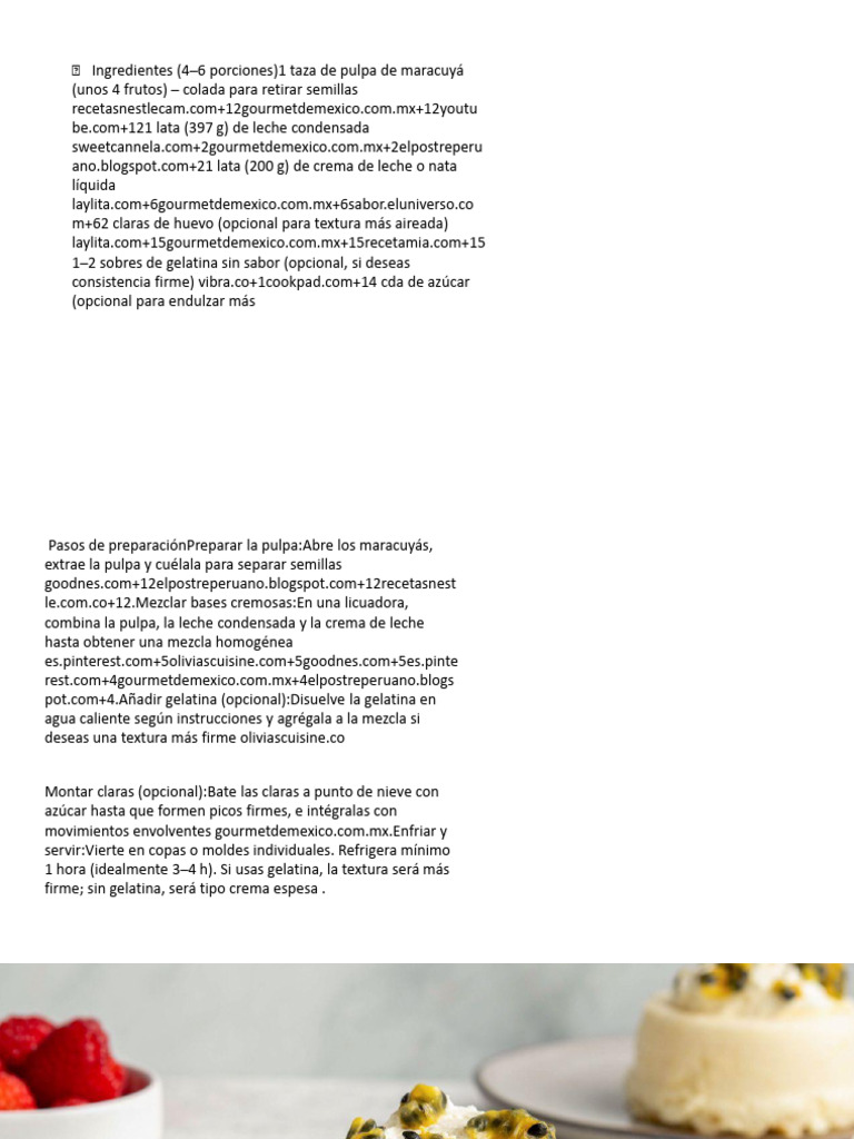 Postre D Emaracuya Receta | PDF