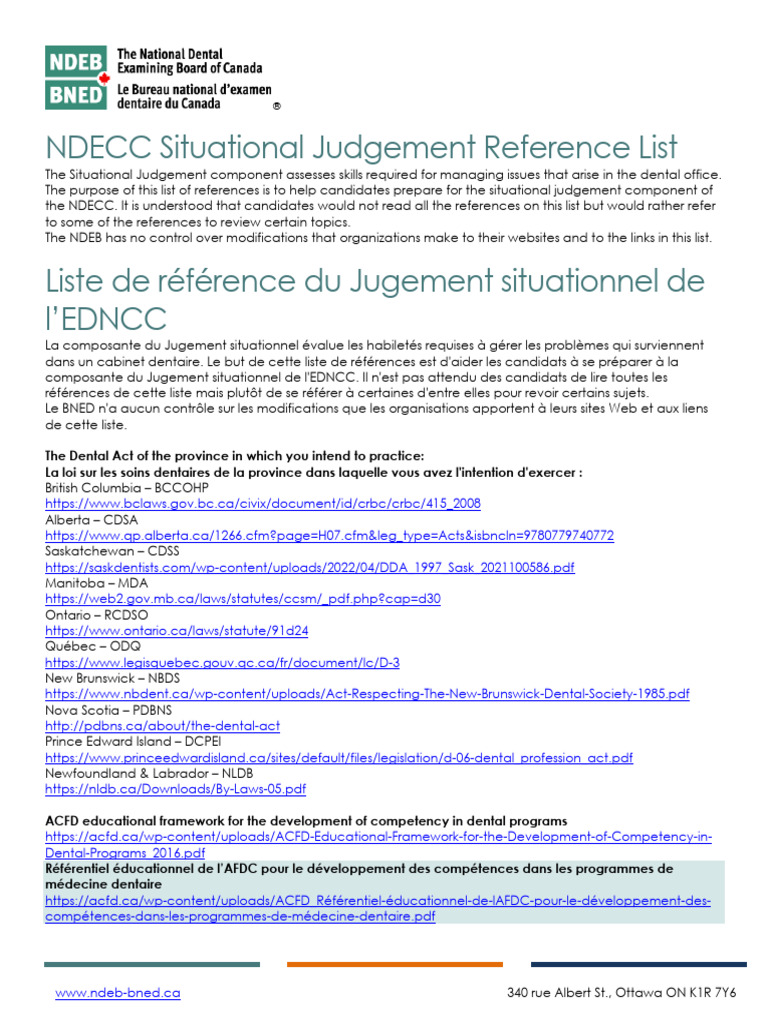 NDECC Situational Judgement Guide | PDF | Dentist | Dentistry
