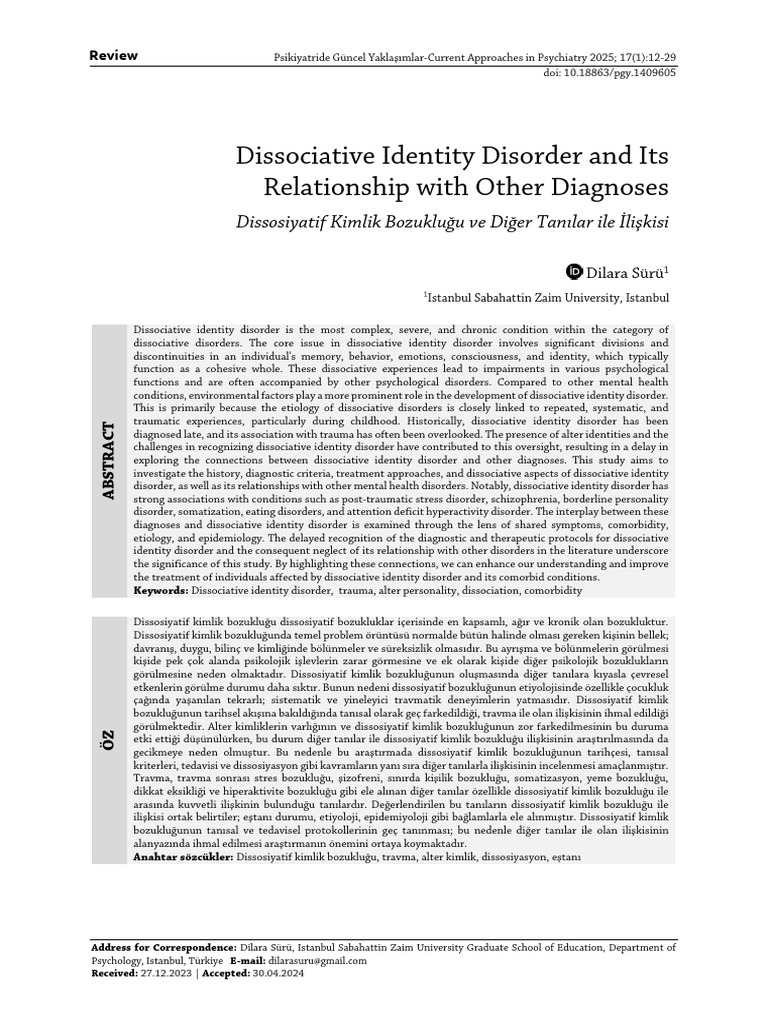 Dissociative Identity Disorder Insights | PDF | Dissociation ...