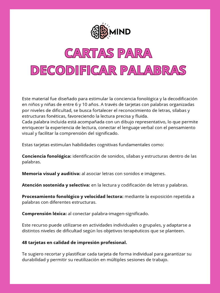 Tarjetas para Decodificar Palabras | PDF
