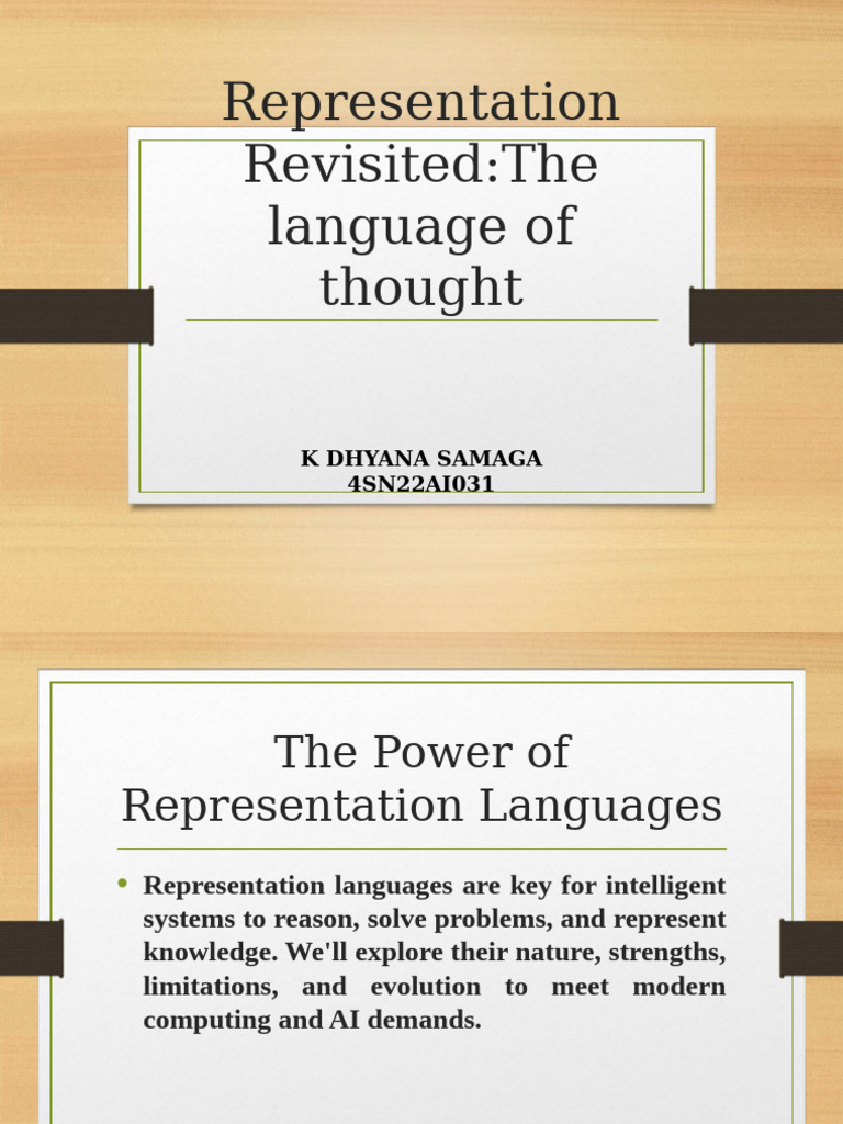 Representation Languages Presentation | PDF | Thought | Logic