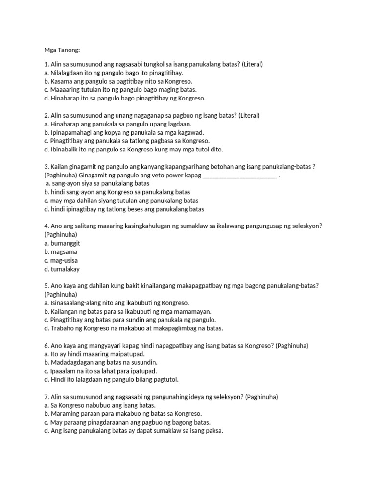 Mga Tanong | PDF