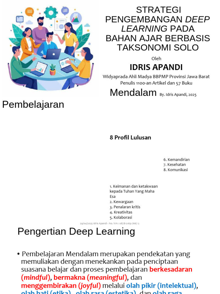 PENGEMBANGAN DEEP LEARNING PADA BAHAN AJAR BERBASIS TAKSONOMI SOLO | PDF