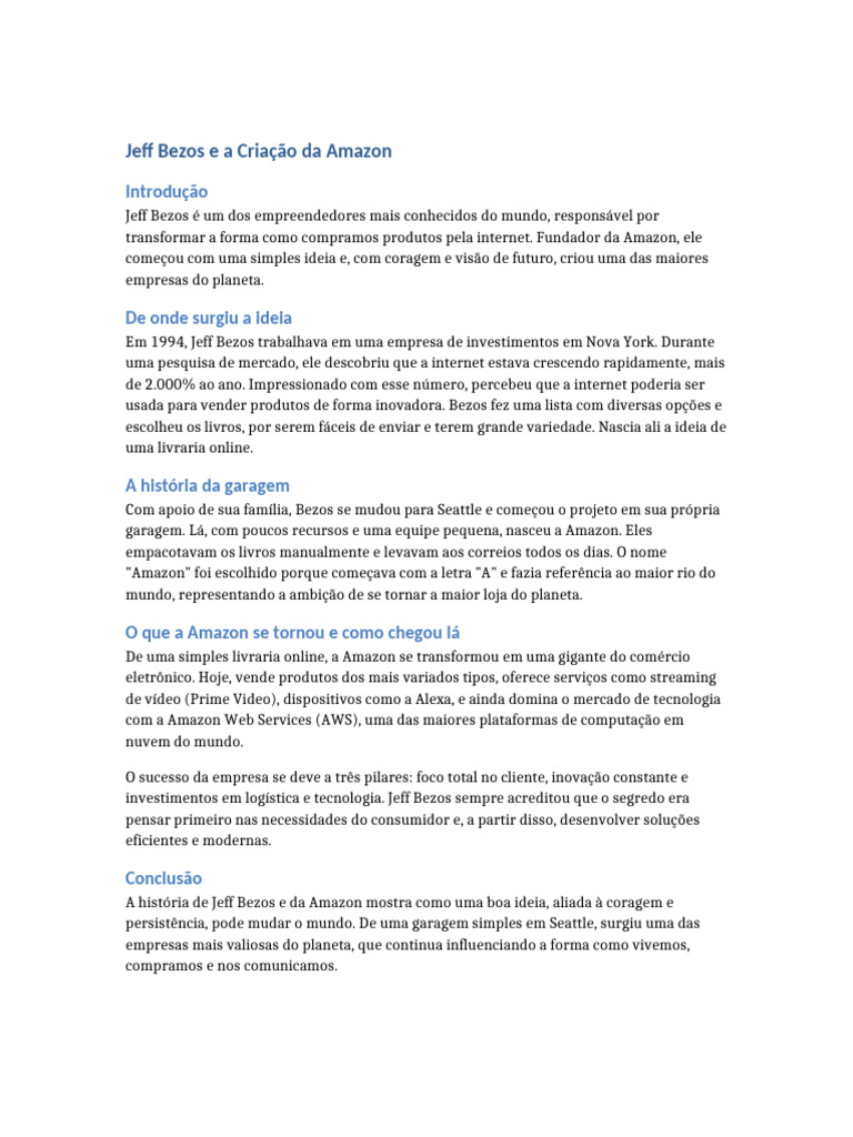 Jeff Bezos Amazon Trabalho | PDF