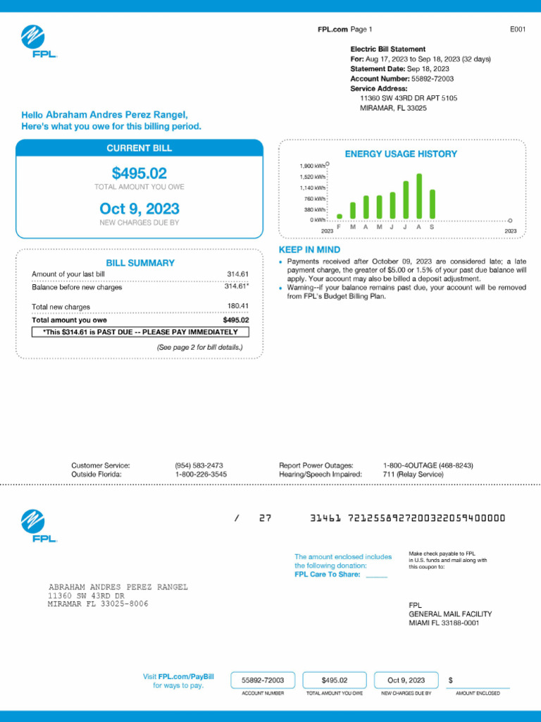 Invoice FPL Abraham | PDF