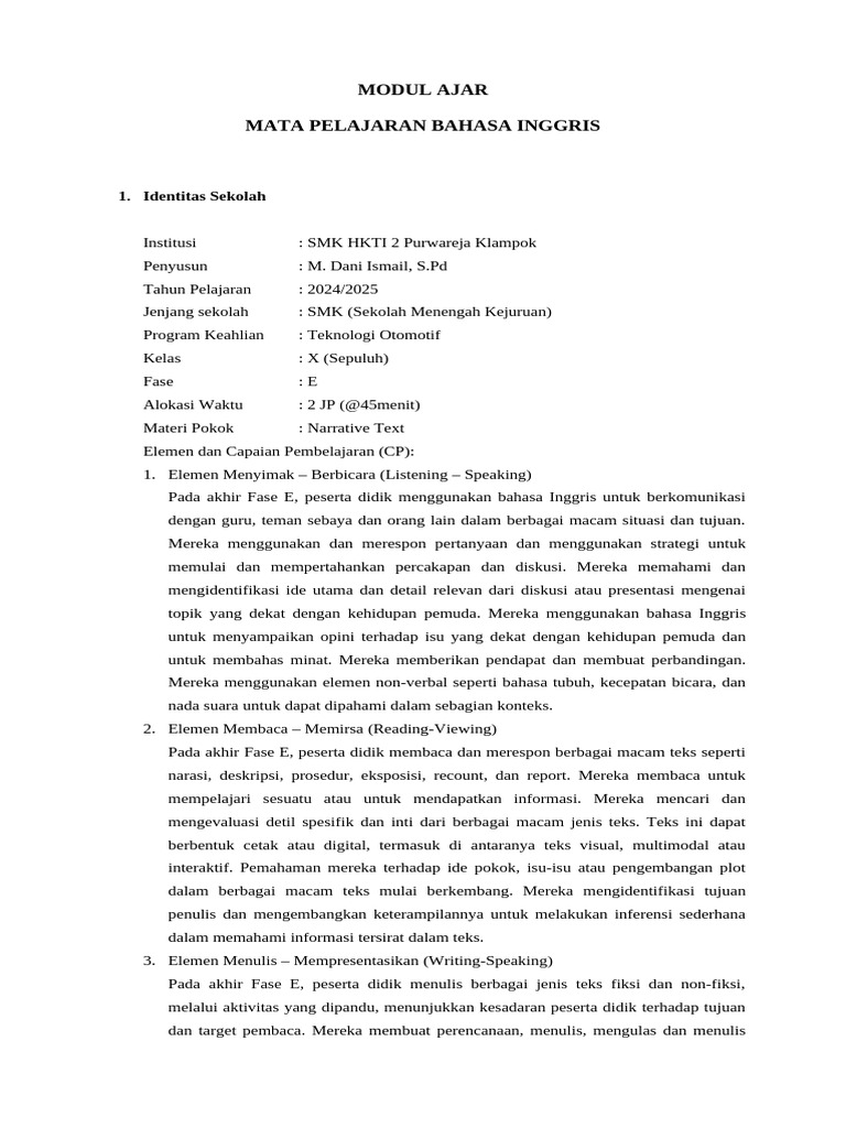 8 Modul Ajar Narrative | PDF