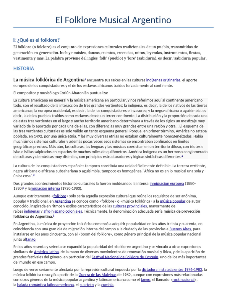 Folklore Musical Argentino: Historia y Aportes | PDF | Folklore