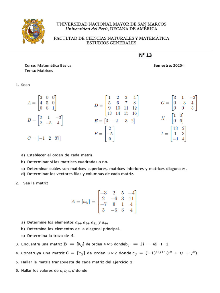 Guia Practica N 13 MB | PDF | Matriz (Matemáticas) | Teoría del operador