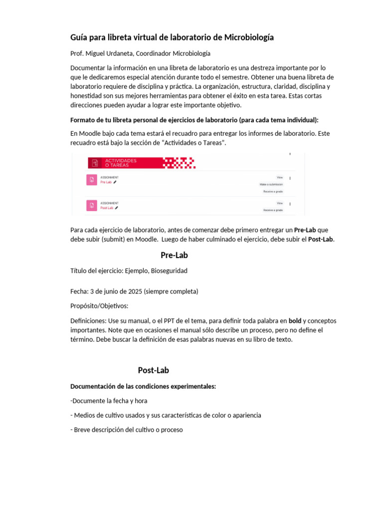 Formato Libreta Virtual 2025 | PDF | Laboratorios | Moodle