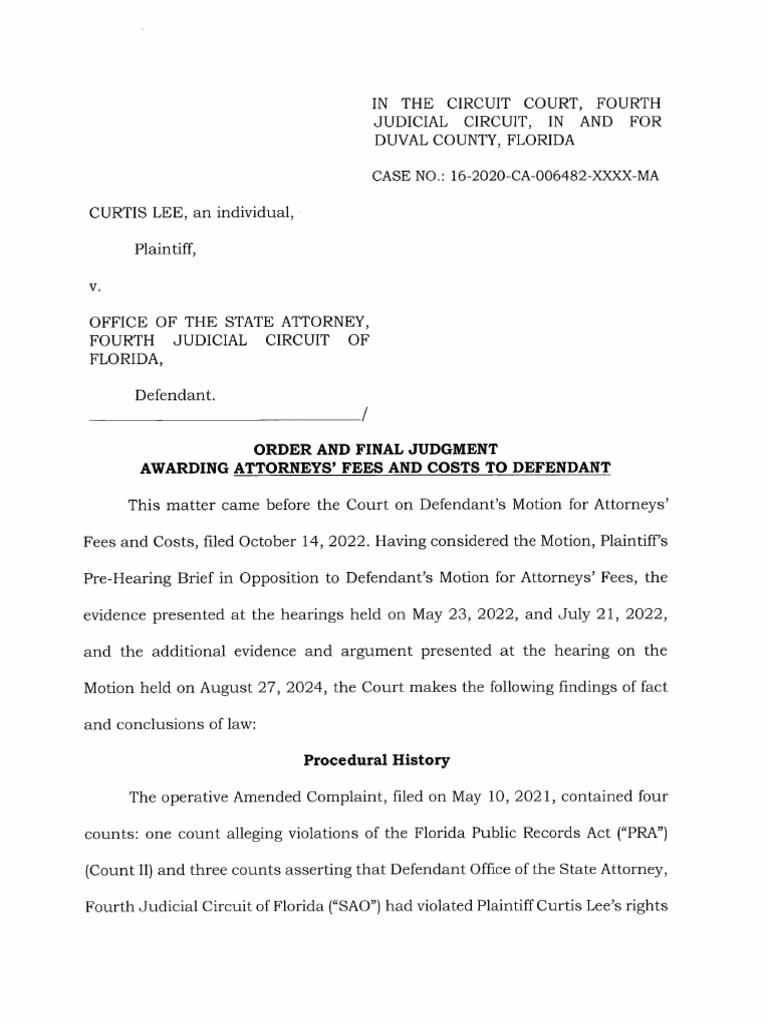 Order and Final Judgment | PDF