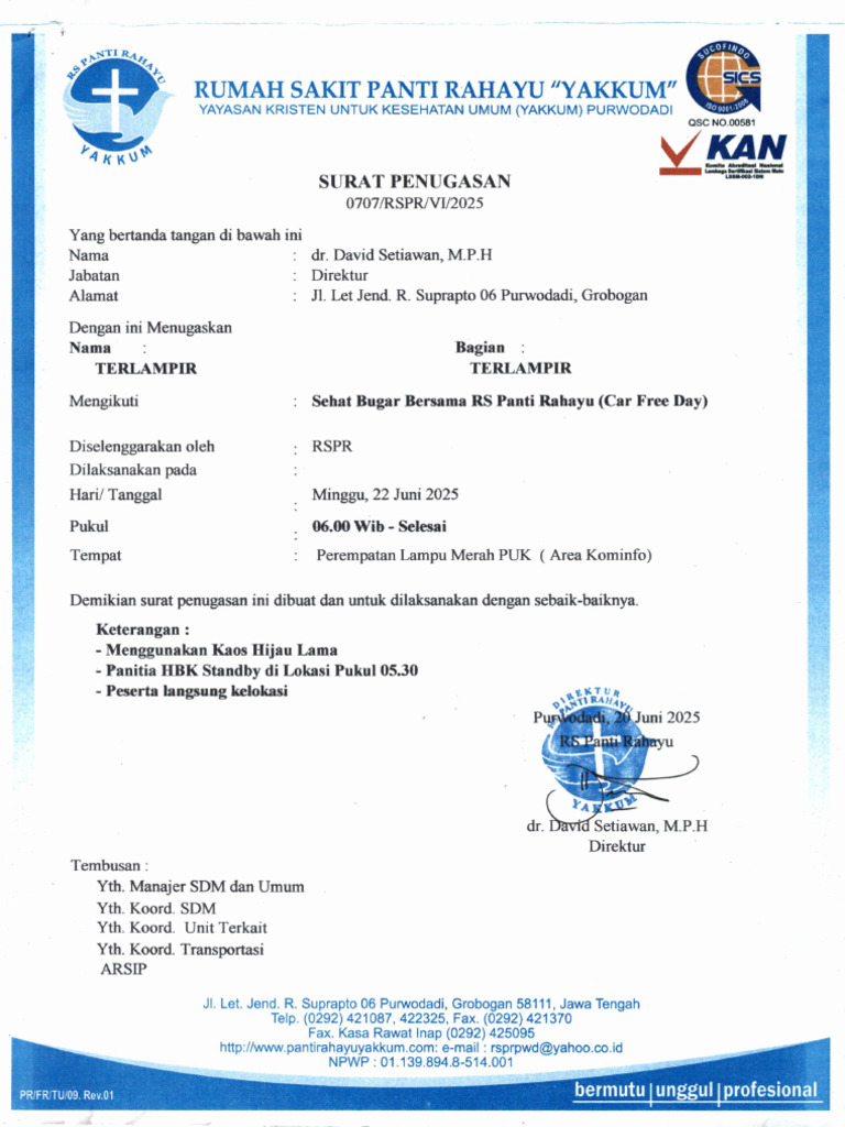 Surat Tugas Car Free Day | PDF