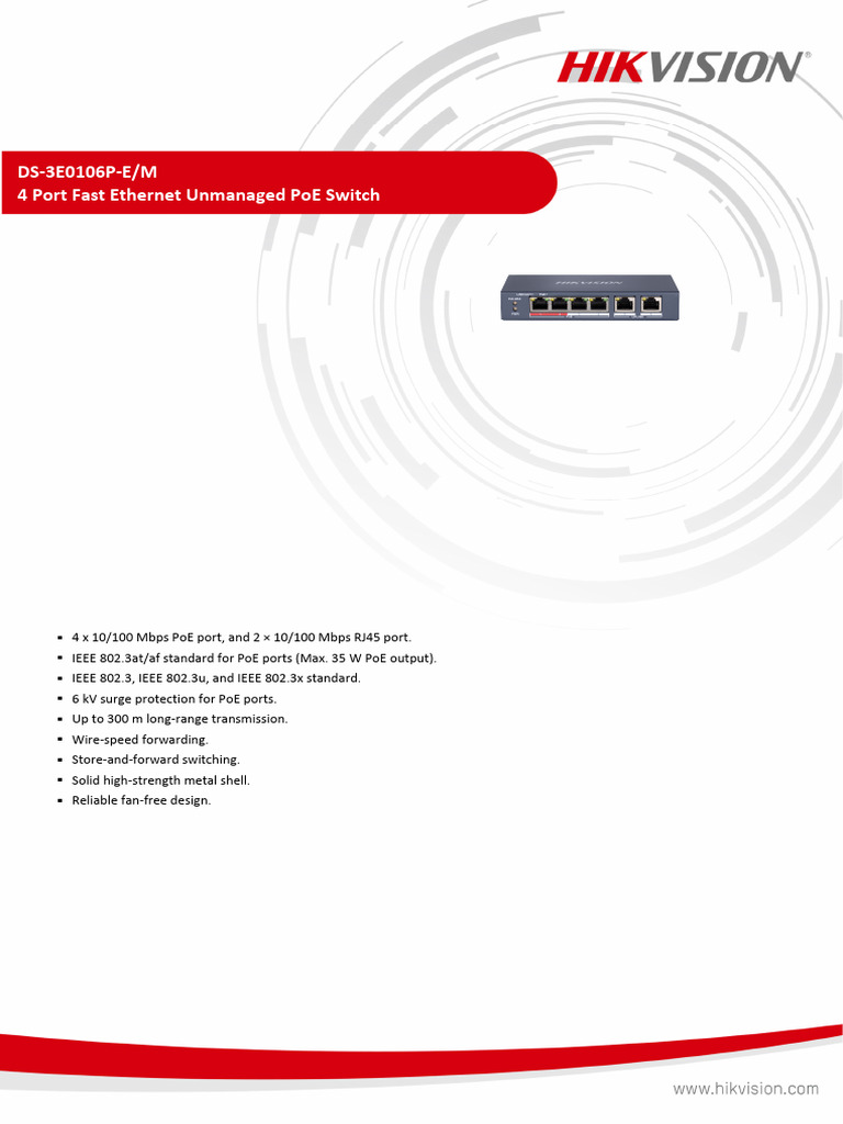 DS-3E0106P-E M Datasheet 20240307 | PDF | Data Transmission | Computer Networking