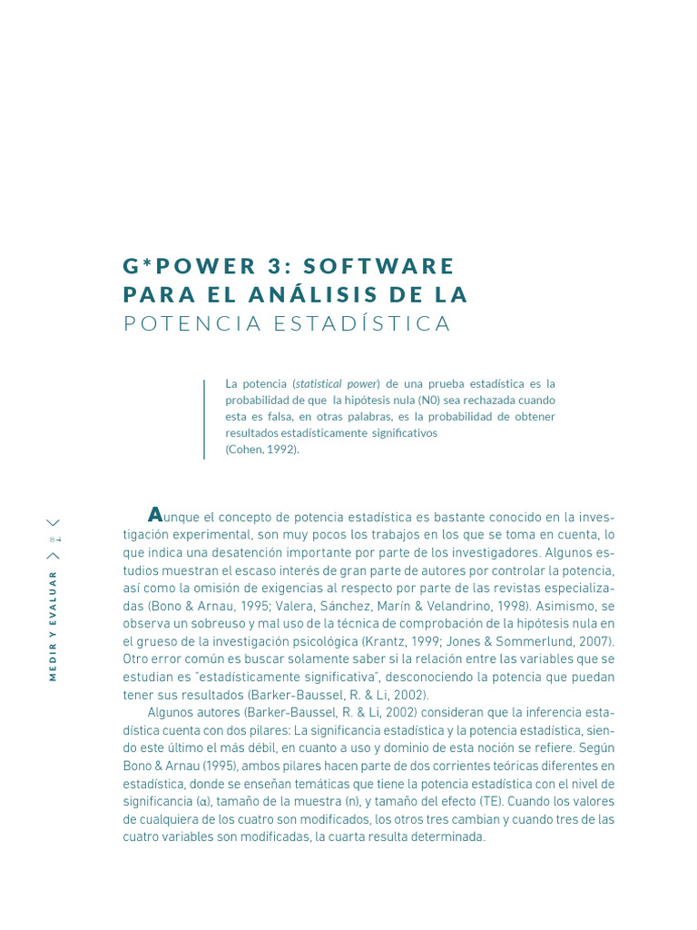 Análisis de Potencia con G*Power 3 | PDF | Errores tipo I y tipo Ii ...