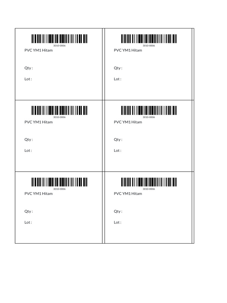 Product Label WIP - (3010-0006) PVC YM1 Hitam | PDF
