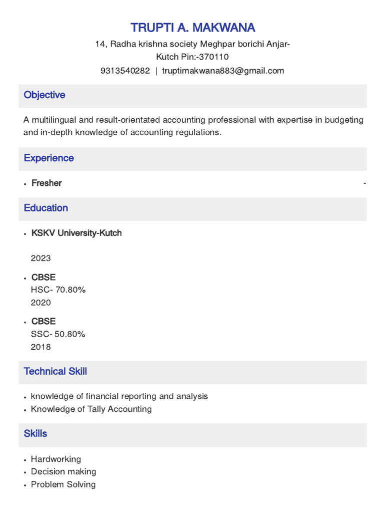 Trupti CV Doc. 2 | PDF