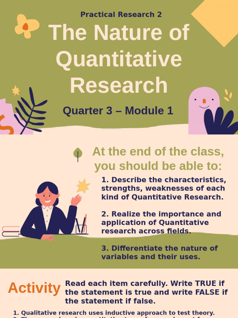 PR2 Quarter 3 - Module 1 The Nature of Quantitative Research | PDF | Quantitative Research ...