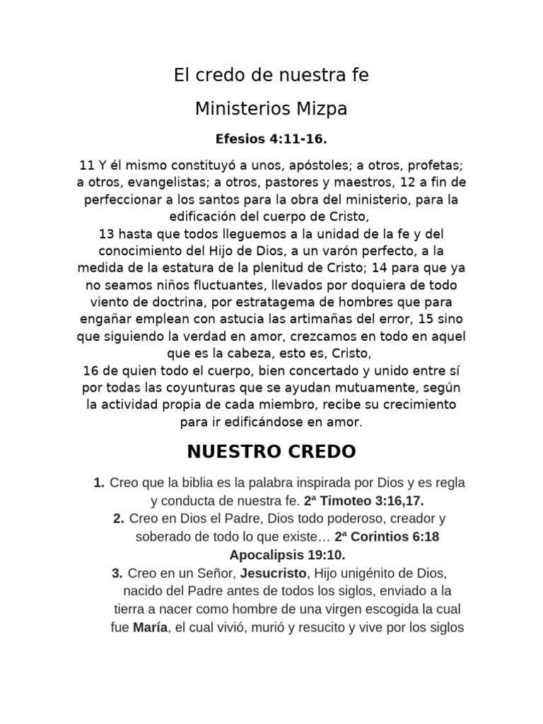 Credo de Fe y Doctrina Cristiana | PDF | Cristo (título) | Salvación