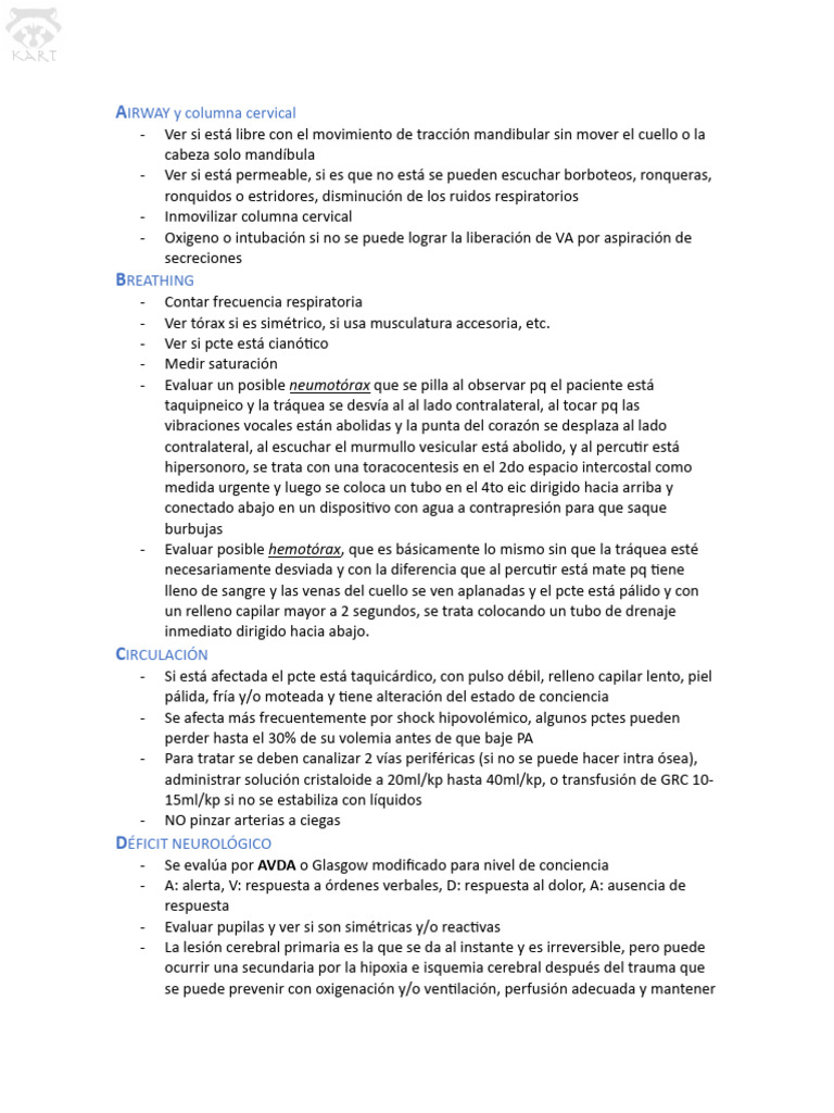 ABCDE Trauma | PDF | Medicina | Enfermedades y trastornos humanos