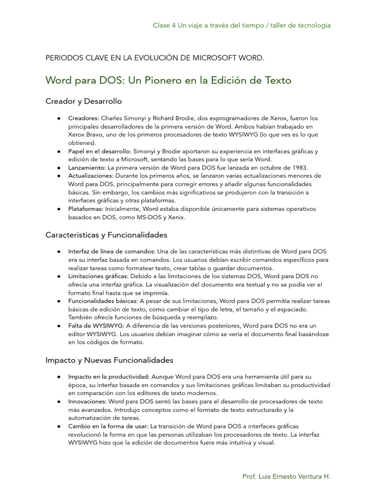 Clase 4 Un Viaje A Través Del Tiempo (Word) | PDF | Microsoft Word ...