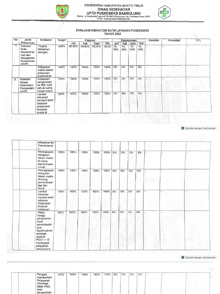 Evaluasi Indikator Mutu Layanan | PDF