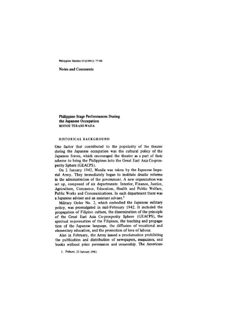 TERAMI-WADA PhilStagePerfJapaneseOccupation | PDF