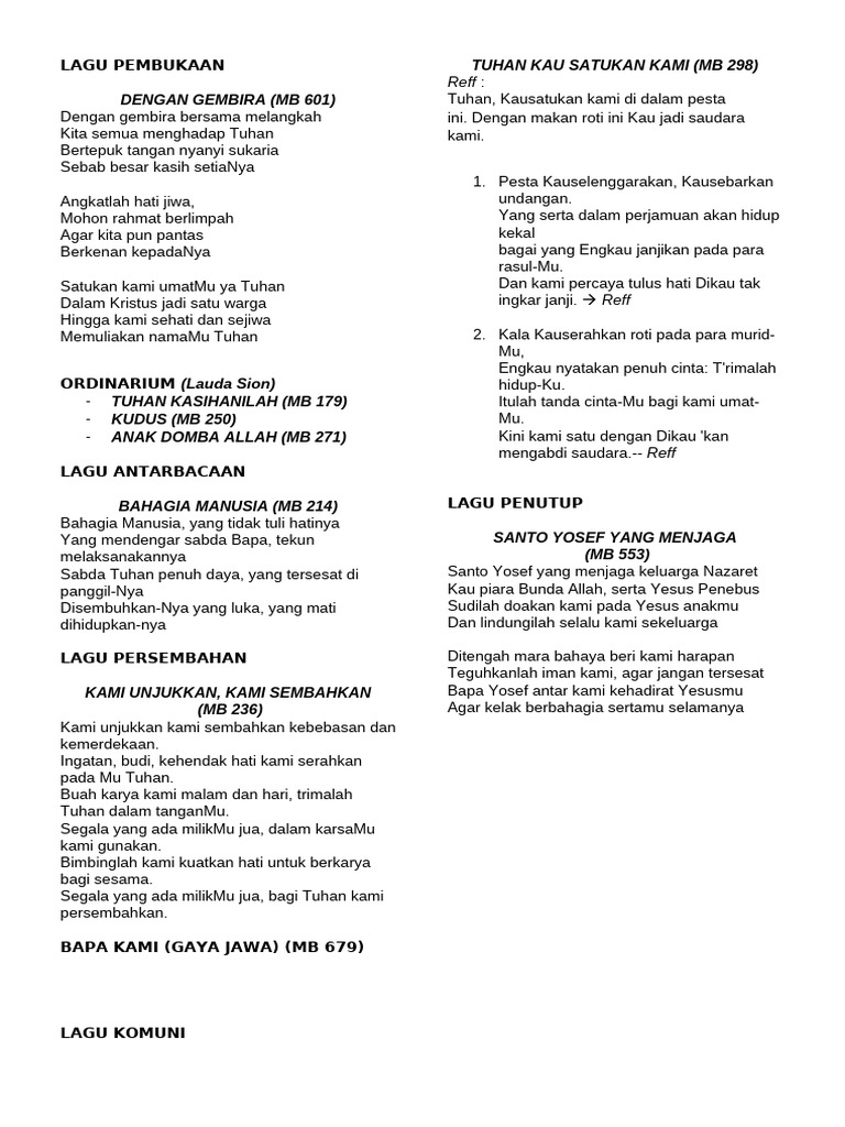 Teks Lagu Misa | PDF