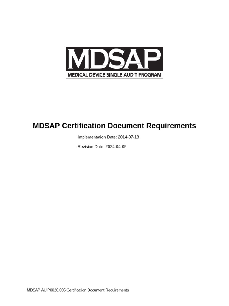 MDSAP Certification Document Guidelines | PDF | Medical Device ...