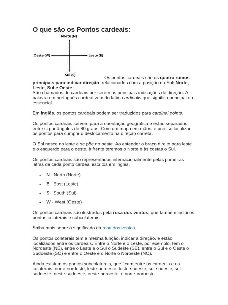 Entendendo os Pontos Cardeais | PDF