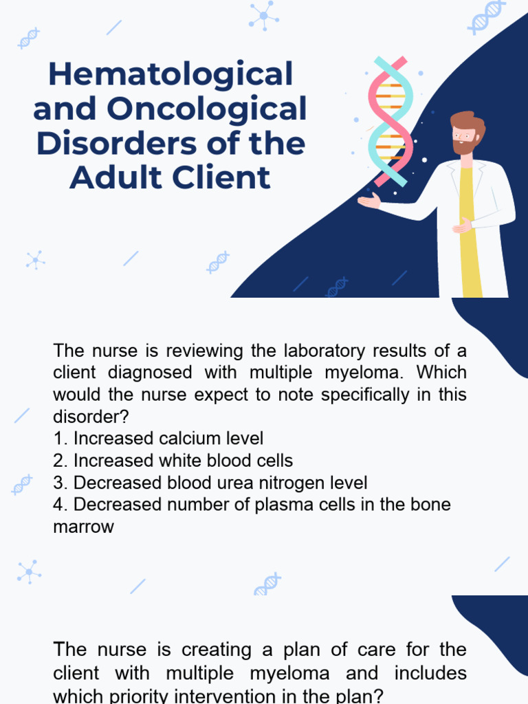 Hematological and Oncological Renal and Urinary System Disorders of The Adult Client | PDF ...