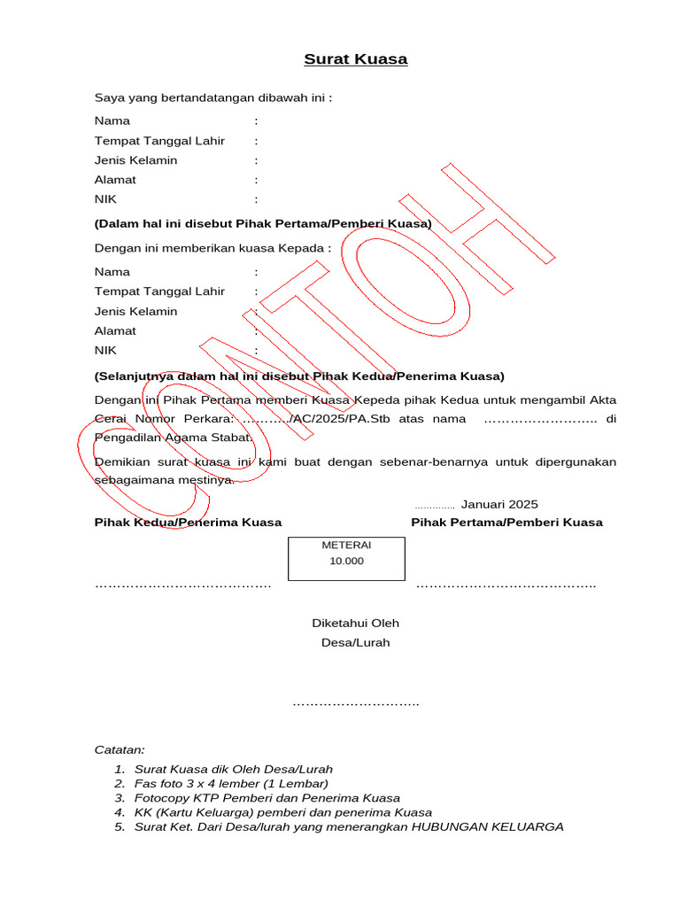 CONTOH Surat Kuasa | PDF