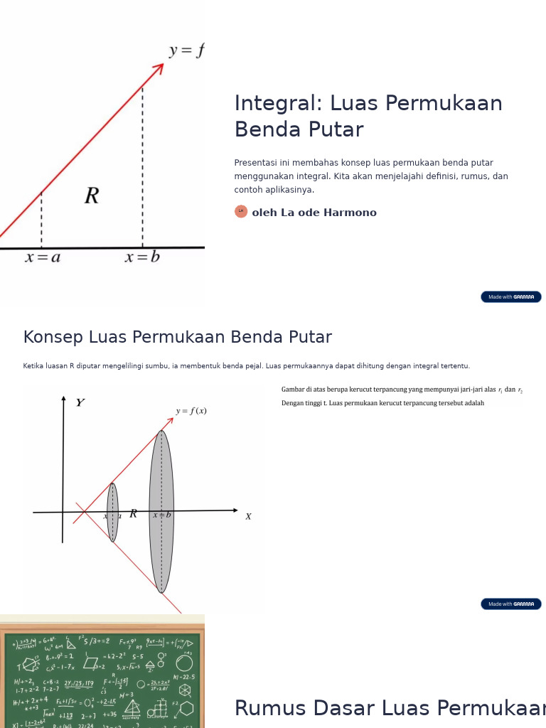 Luas Permukaan Benda Putar dengan Integral | PDF