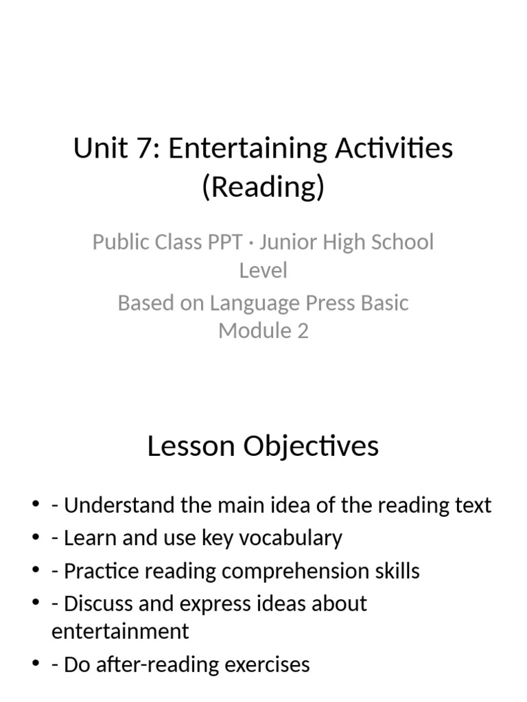 Unit7 Entertaining Activities PublicClass 副本 | PDF