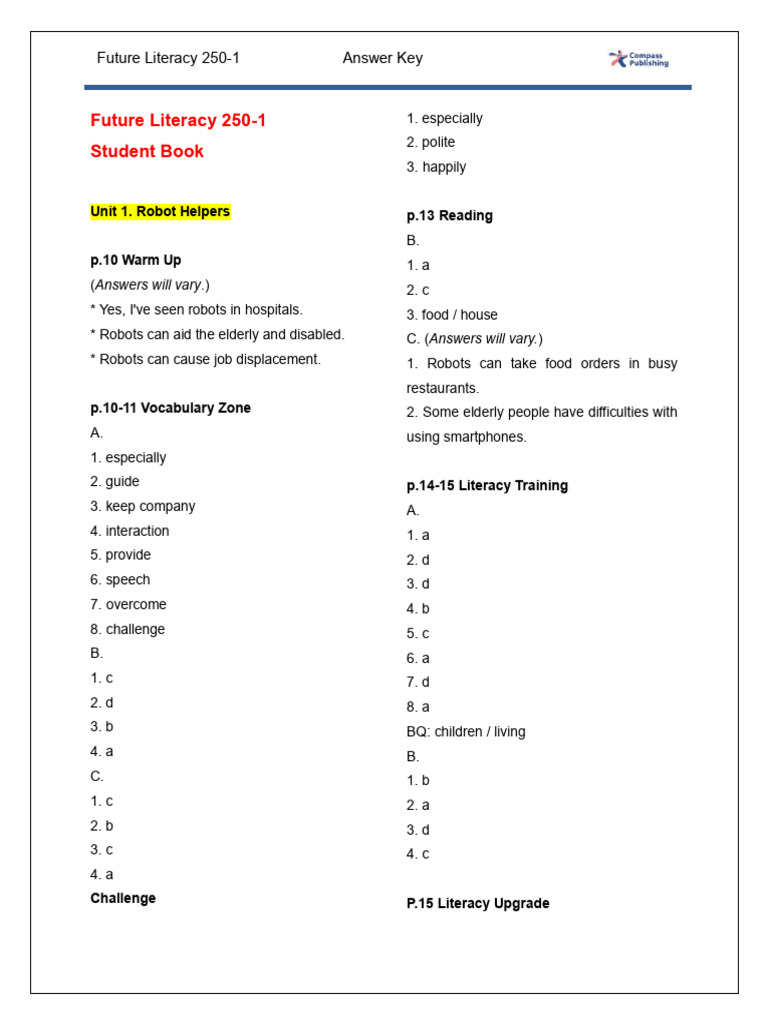 Future Literacy 250-1 AK 250210updated | PDF | Taste | Literacy