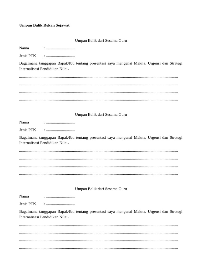 Umpan Balik Rekan Sejawat | PDF