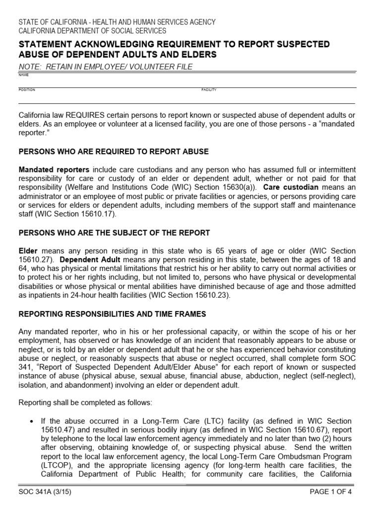 SOC341A Reporting Instructions | PDF | Assault | Criminal Law