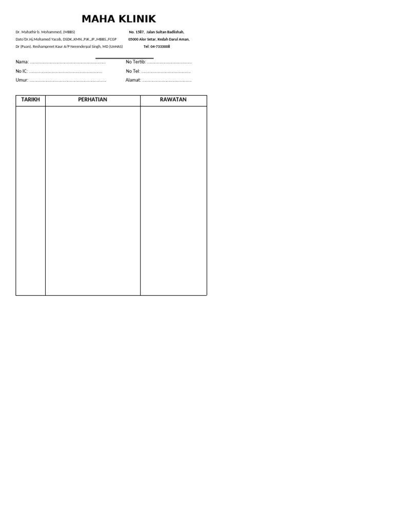 Kad Rawatan | PDF