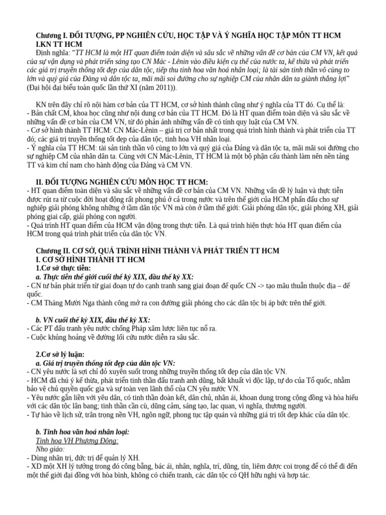 Tóm tắt Giáo trình TTHCM 2019 | PDF