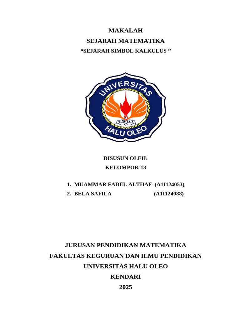KLMPK 13 - Sejarah Simbol Kalkulus - KLS B 2024 | PDF