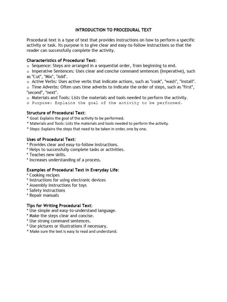 Introduction To Procedural Text | PDF
