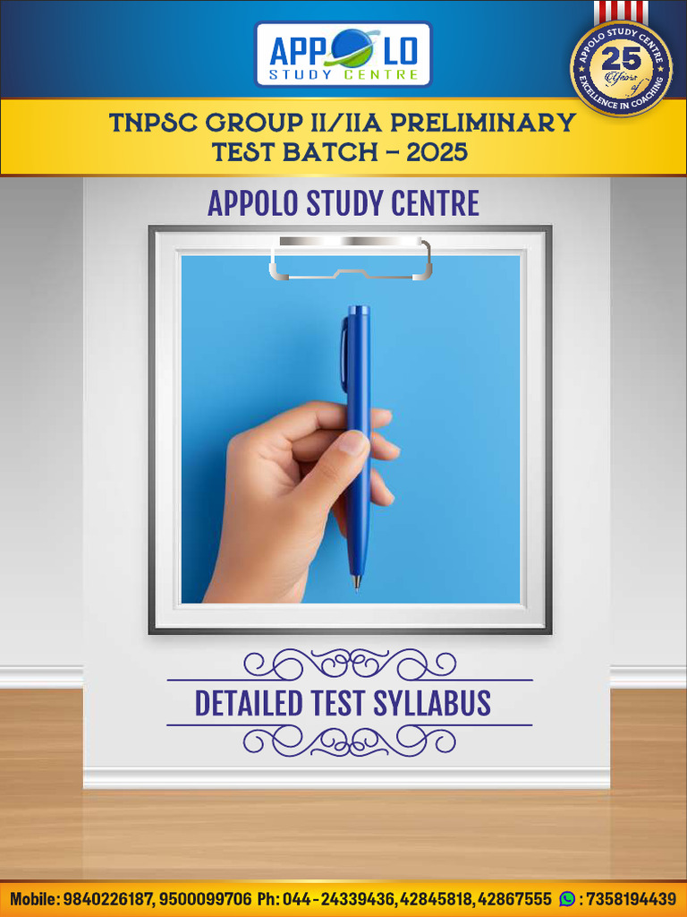 TNPSC Group II Preliminary Test Batch 2025 Detailed Test Syllabus | PDF