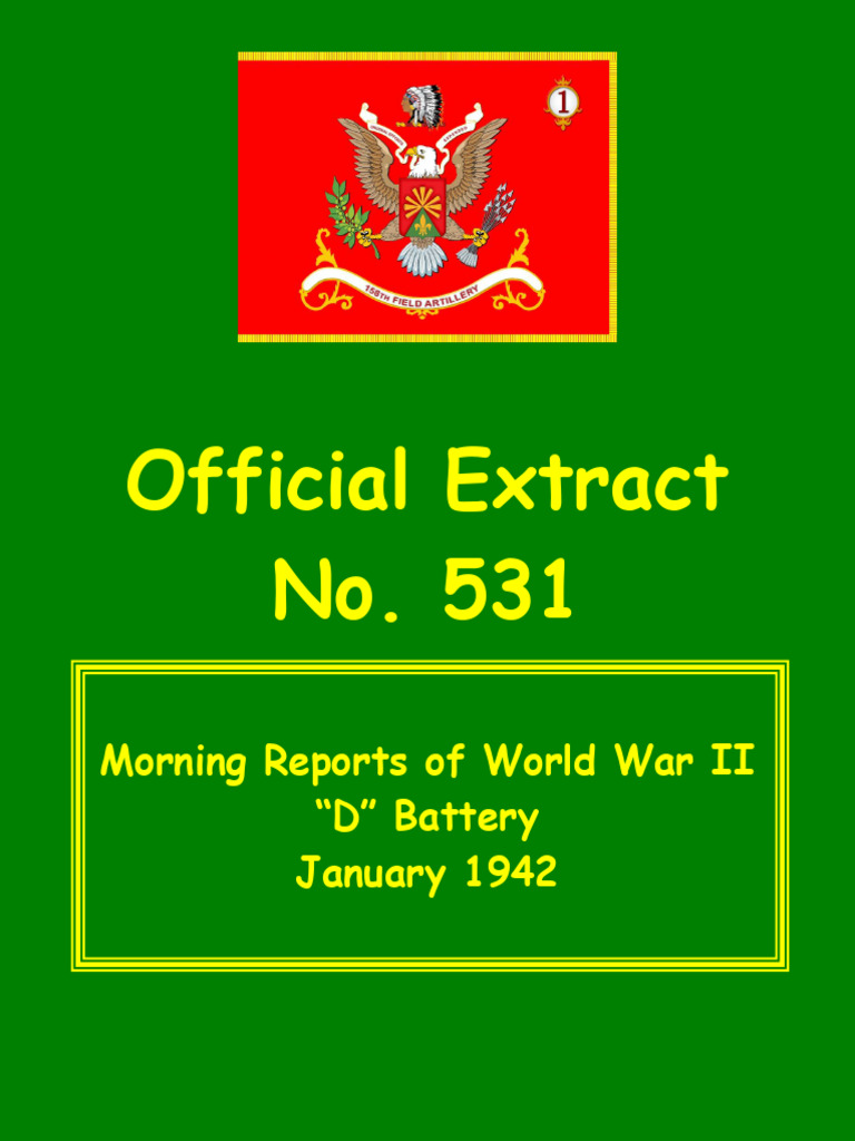 158th Field Artillery Official Extract No. 531 | PDF