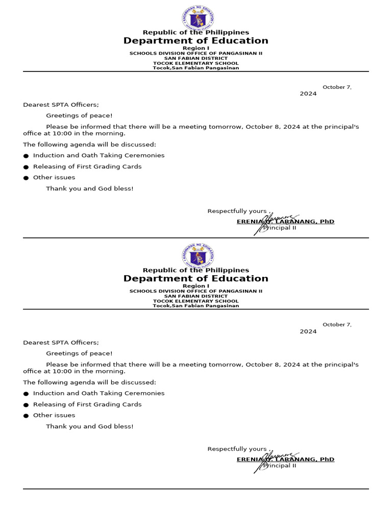 Letter On General Assembly | PDF