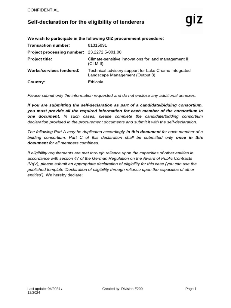 05 Self-Declaration of Eligibility | PDF | Small And Medium Sized Enterprises | Justice