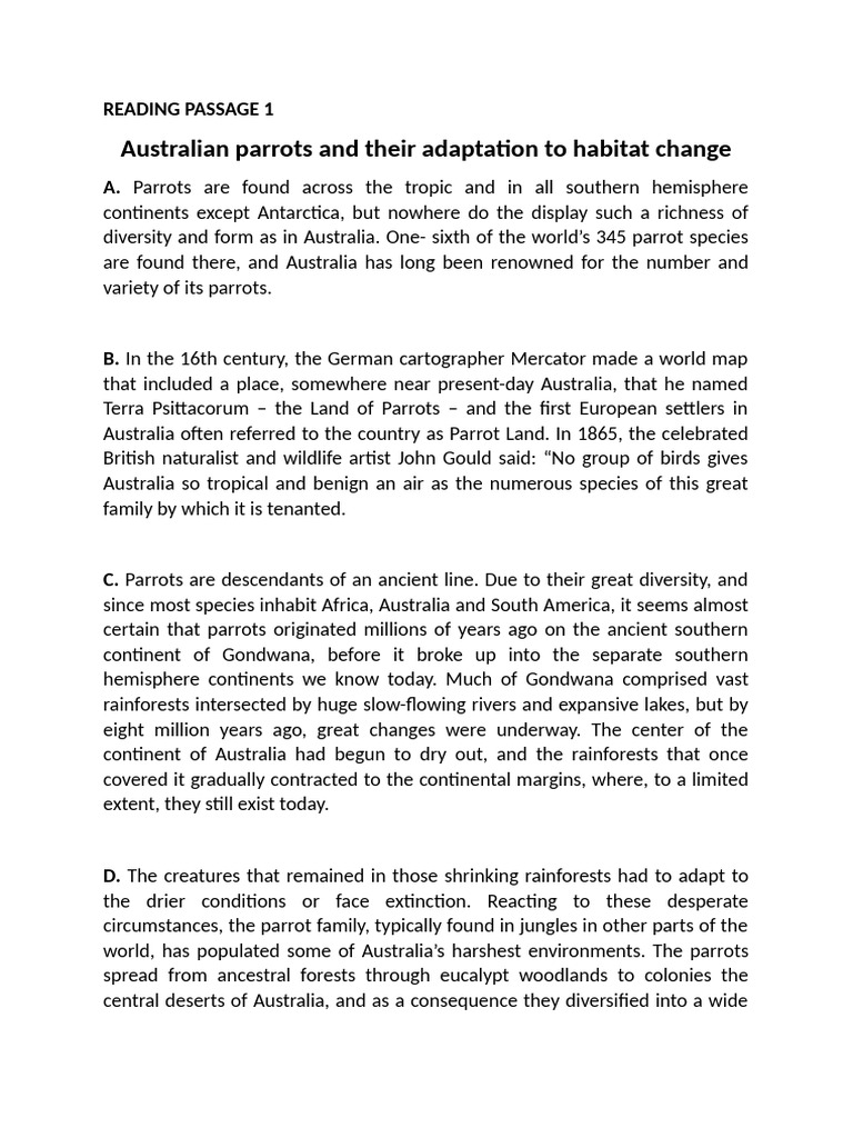 Australian Parrots' Habitat Adaptations | PDF | Parrot | Flowers