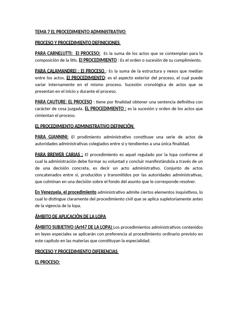 Proceso y Procedimiento Administrativo en Venezuela | PDF | Ley ...