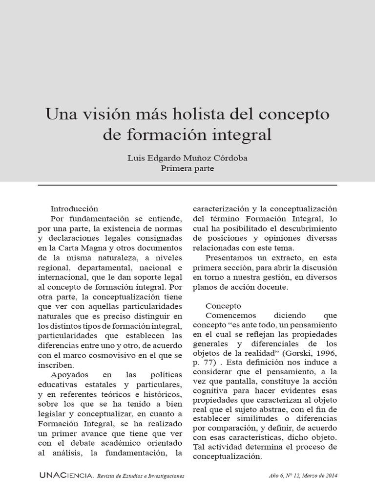Una Visión Más Holista Del Concepto de Formación Integral | PDF | Plan ...