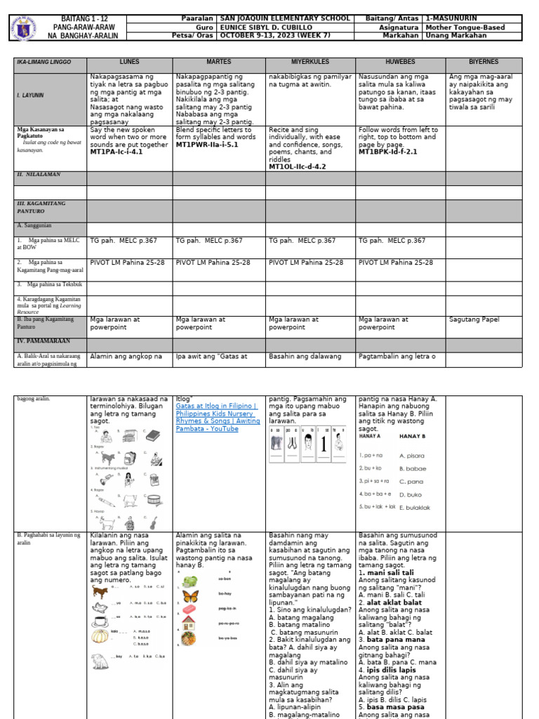 DLL - MTB 1 - Q1 - W7 | PDF